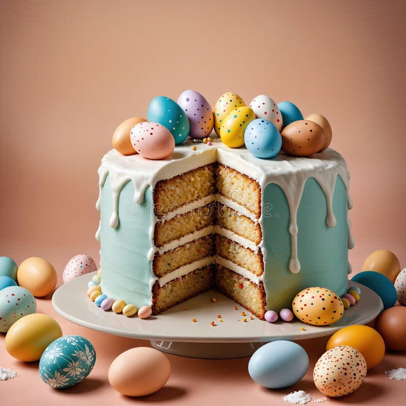 Easter Cake, Easter Eggs, Decorating. Easter Abstract Blurred ...