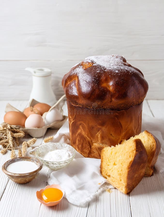 Easter Cake Freshly Baked Not Decorated with Icing on White Table with ...