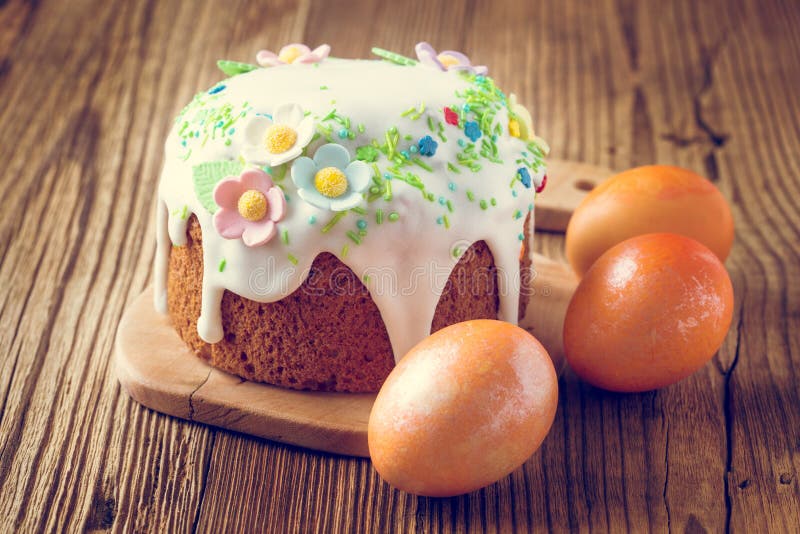 Easter Cake with Glace Icing and Decoration Stock Image - Image of ...