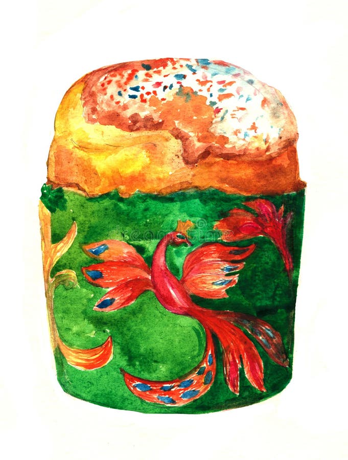 Easter Cake Hand-drawn Watercolor. Watercolor Drawing. Stock ...