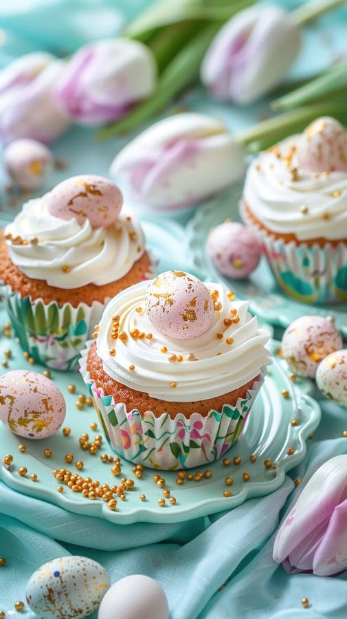 Easter Cake with Natural Decor and Icing in Warm Spring Home Mood Stock ...