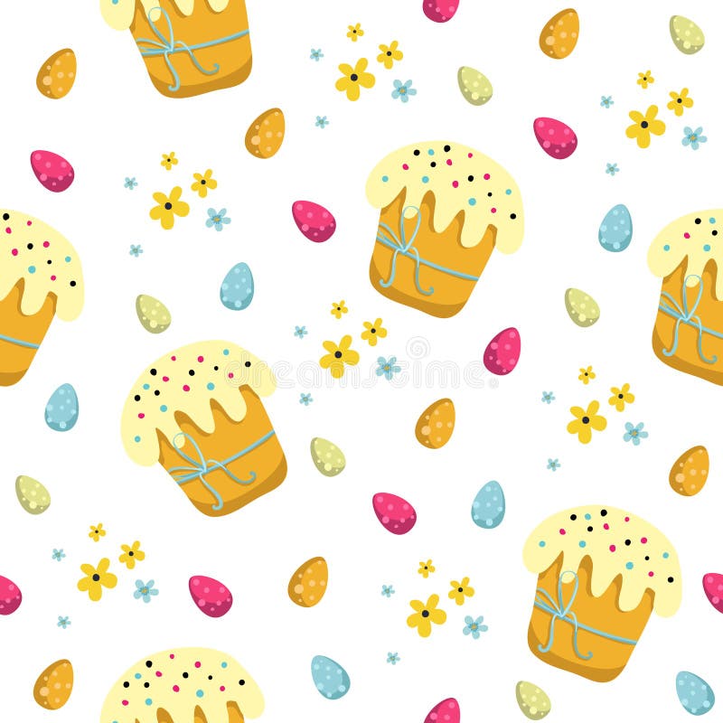 Easter Cake or Easter Sweet Bread or Paska Isolated. Panettone Cake. Seamless Pattern, Hand ...