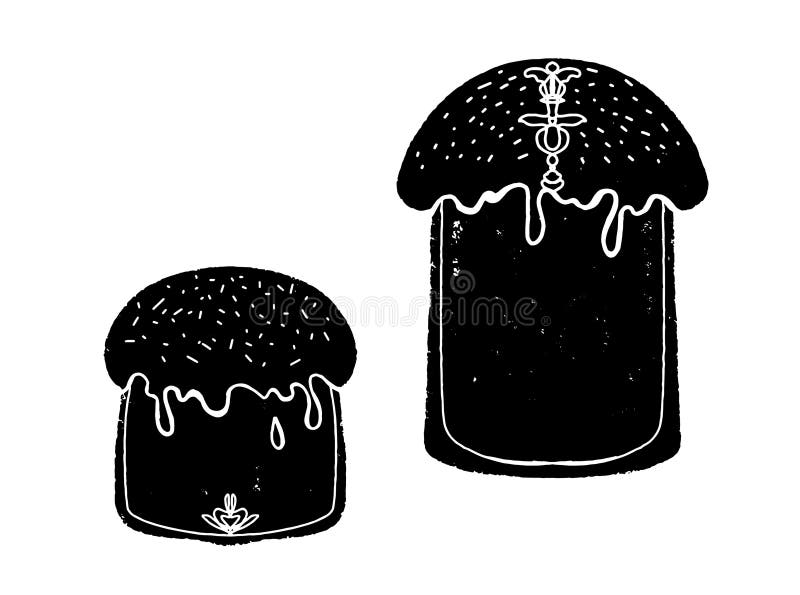 Easter Cakes, Folk Art, Linocut, Rustic Style. Vector Set Stock Vector ...