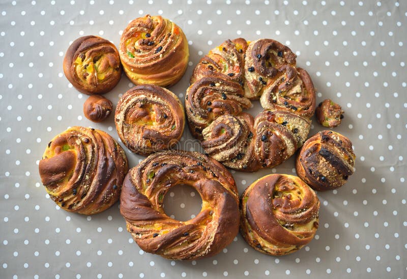 Easter Cakes on the Table. Fresh Buns Stock Image - Image of celebrate ...