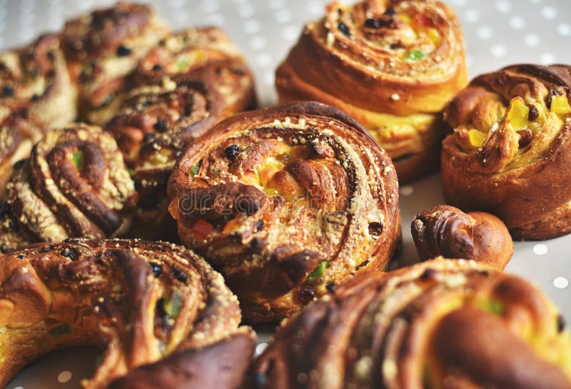Easter Cakes on the Table. Fresh Buns Stock Image - Image of food ...