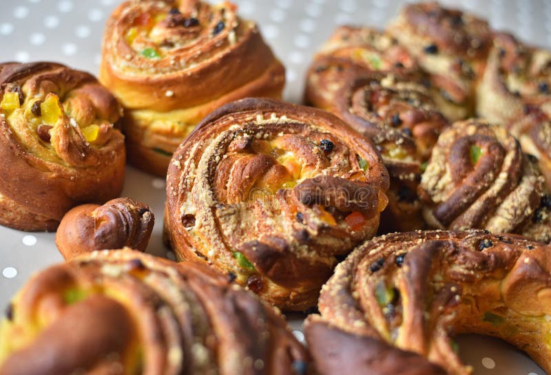 Easter Cakes on the Table. Fresh Buns Stock Image - Image of abundance ...