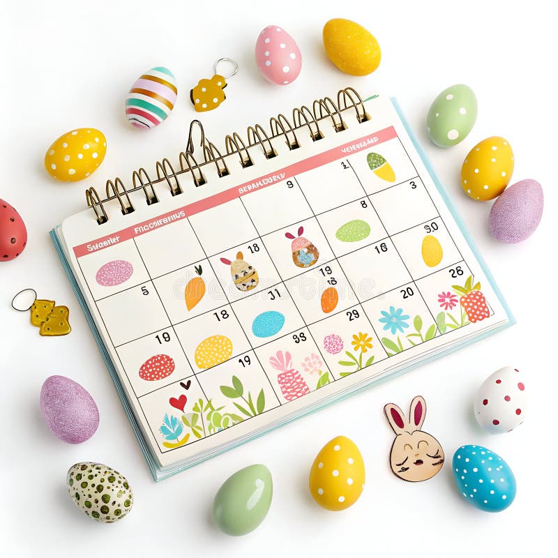 Easter Calendar stock illustration. Illustration of calendar - 357245517