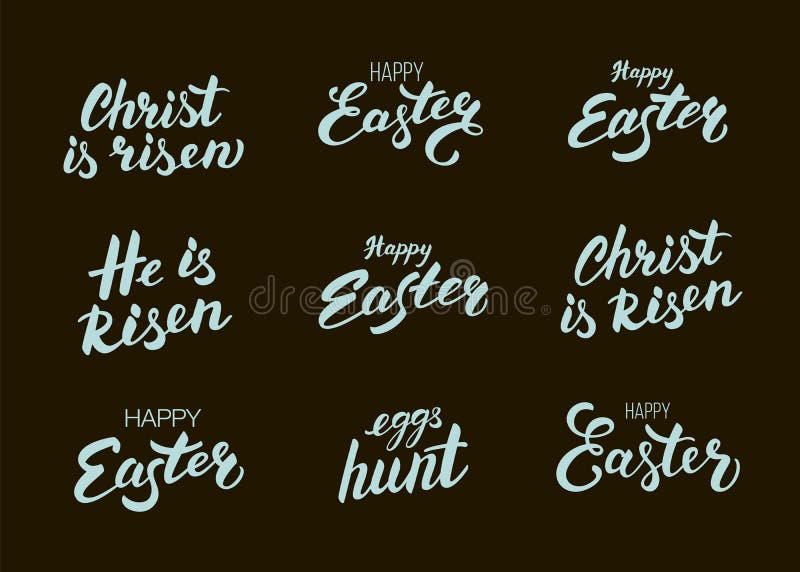 Easter Calligraphy Elements Set. Handwritten Calligraphic Phrase Stock ...