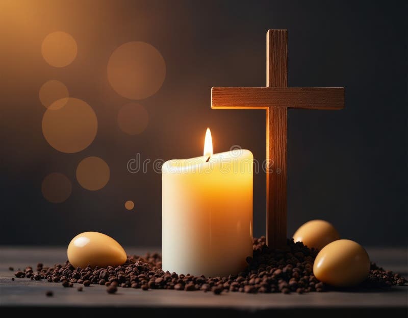 Easter Candle, Cross, and Eggs Stock Illustration - Illustration of ...