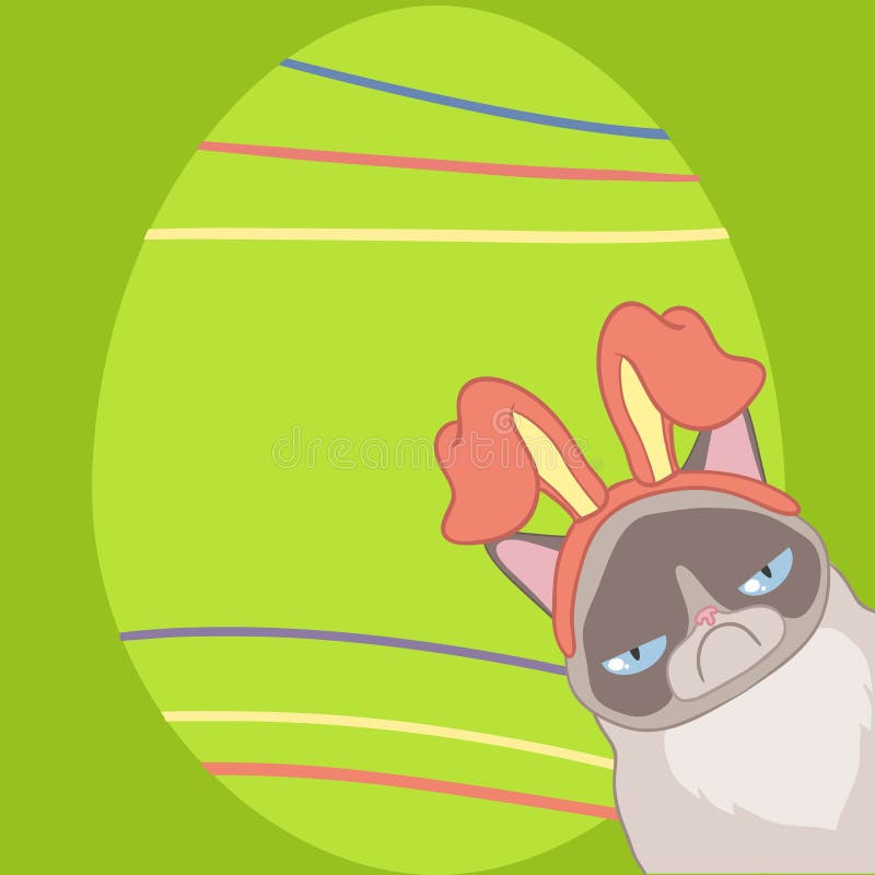 Easter Card with an Angry Cat in Rabbit Ears Stock Vector ...