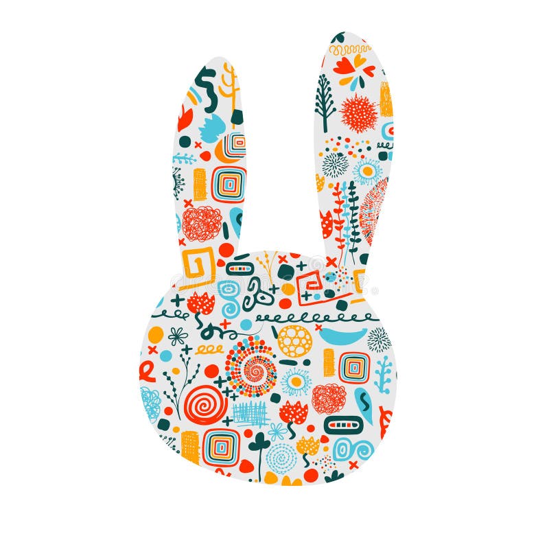 Easter Card with Bunny. Postcard Happy Easter . Hand Drawing. Not AI ...