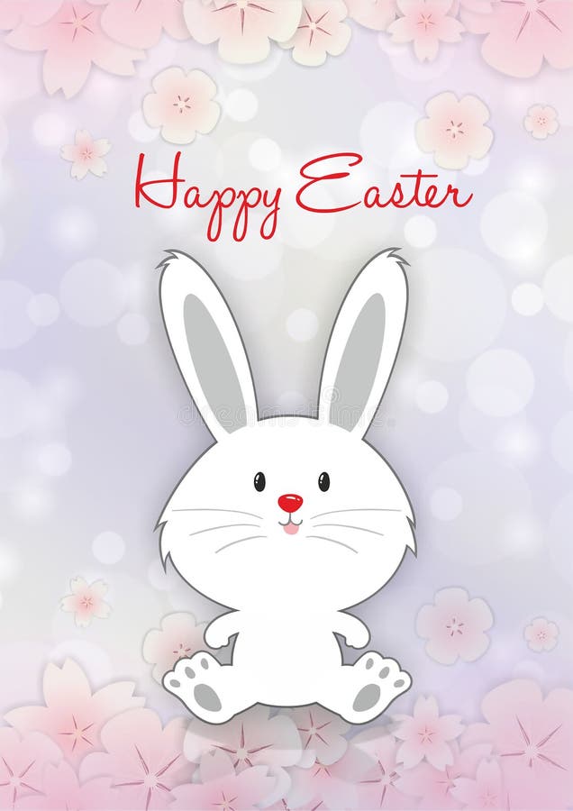 Easter Card with Easter Bunny and Spring Flowers Stock Illustration ...