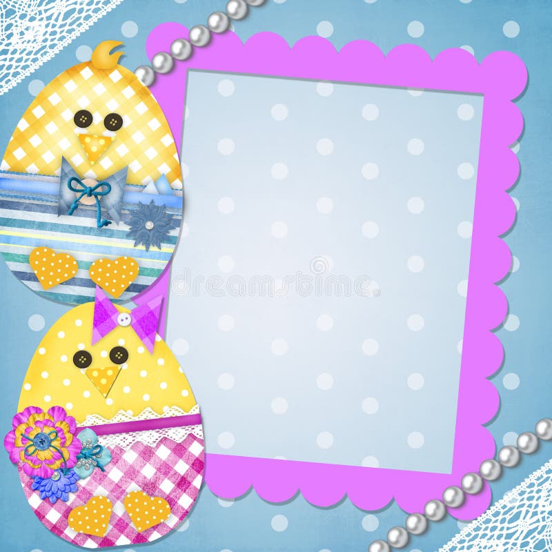 Easter card with a chick stock illustration. Illustration of button ...