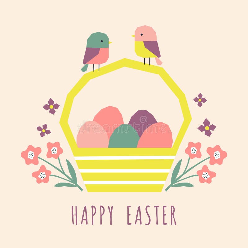 Easter Card with Cutout Easter Elements. Template for Greeting Card ...