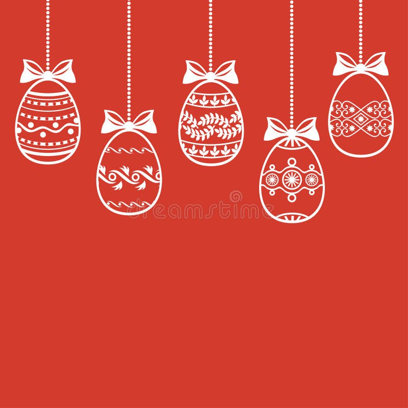 Easter Card with Decorative Egg on Red Background Stock Vector ...