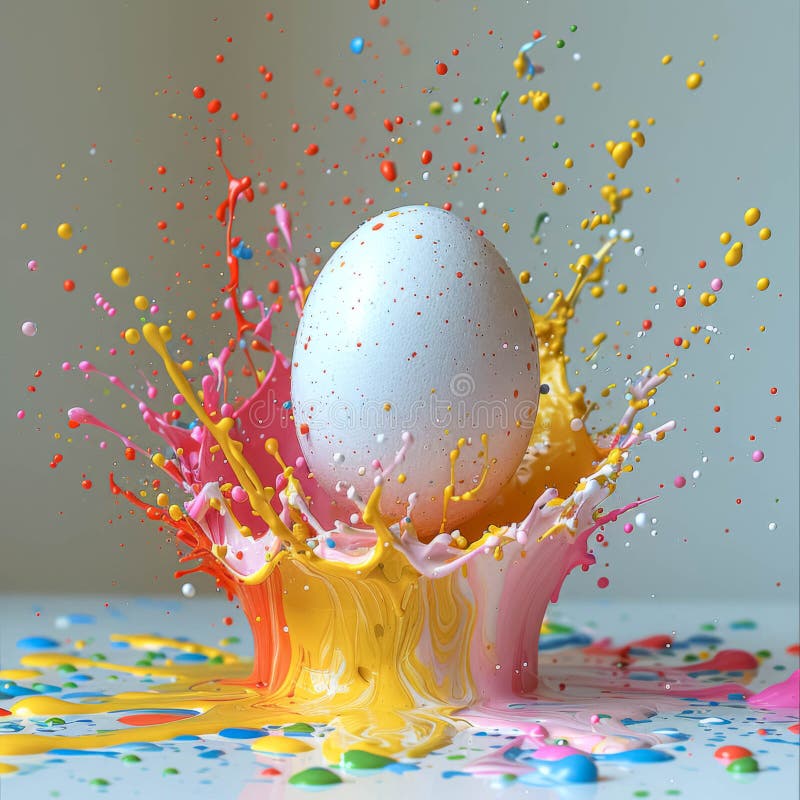 Easter Card Design with Egg in Colorful Paint Splash. Stock Photo ...
