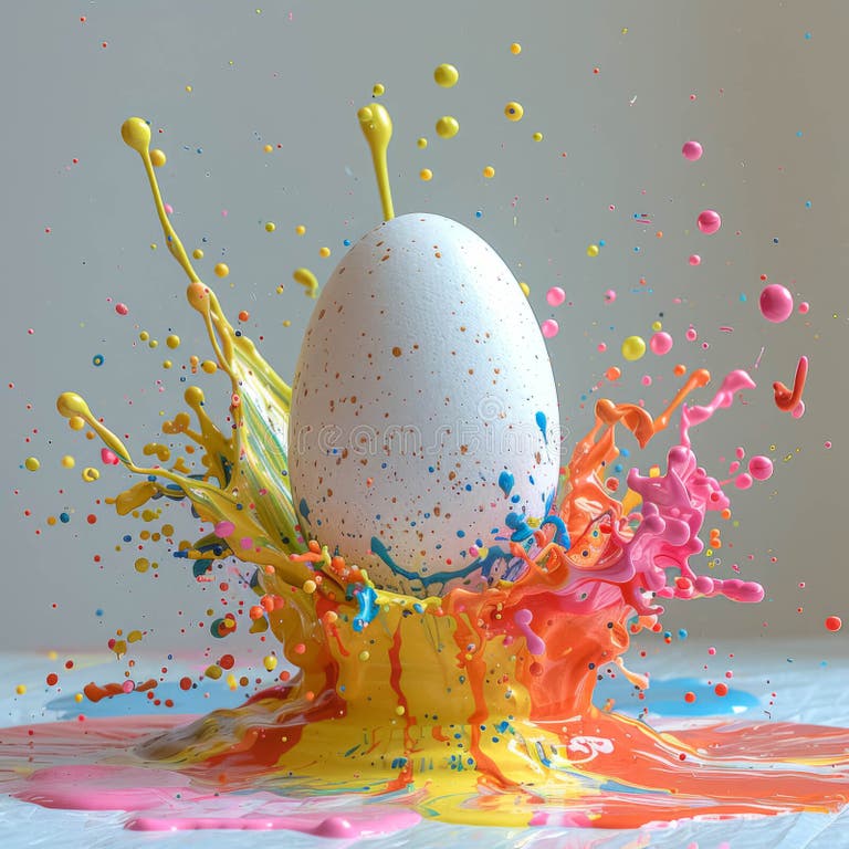 Easter Card Design with Egg in Colorful Paint Splash. Stock Photo ...