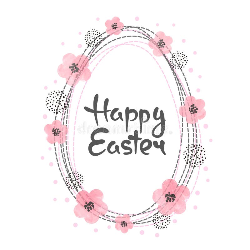 Easter Card Design with Egg Shaped Floral Frame Stock Vector ...