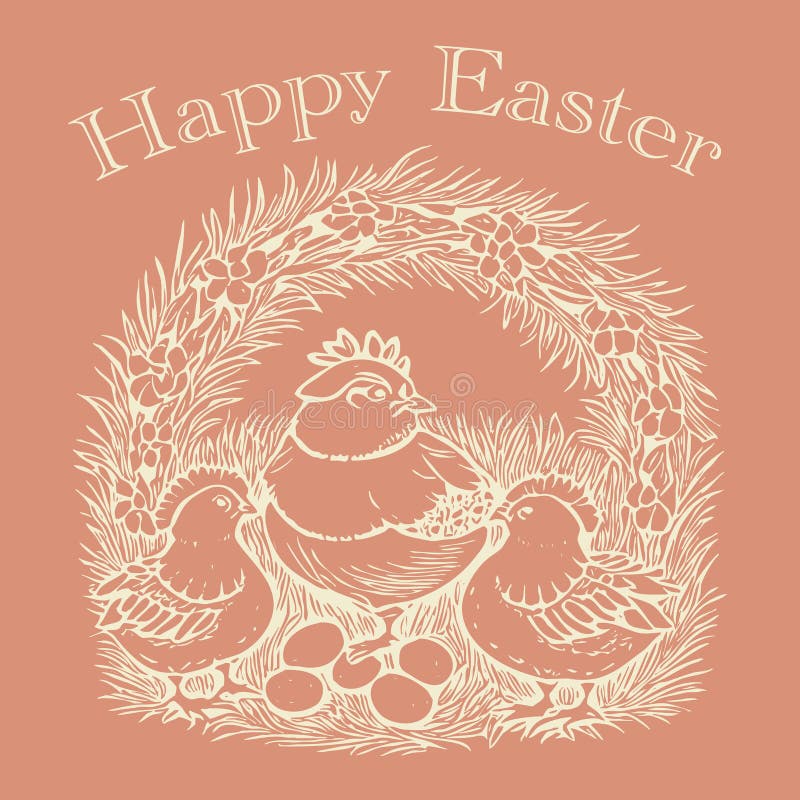 Easter Card Design. Minimalist Pattern for Printing . Line Art. Stock ...