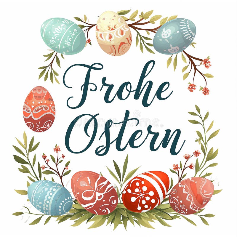 Easter Card Designs. Text on German "Frohe Ostern" (Happy Easter) Stock ...