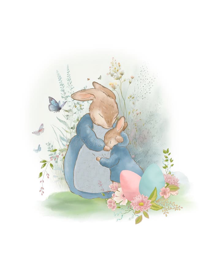 Easter Card, Easter Greeting Card, Easter Cartoon Rabbit in Pastel ...
