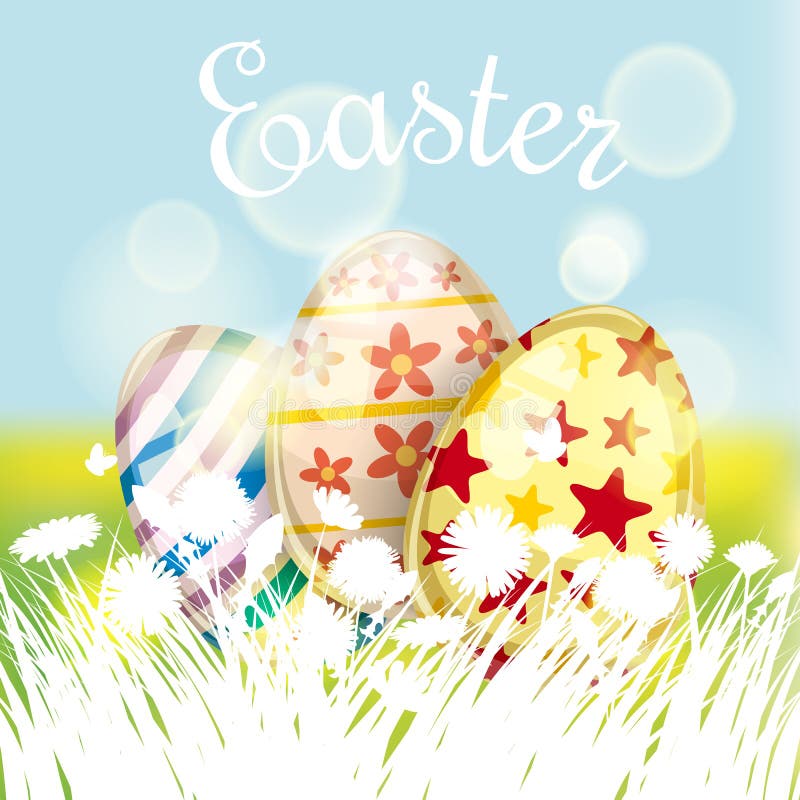 Easter Card with Eggs and Flowers Stock Vector - Illustration of happy ...