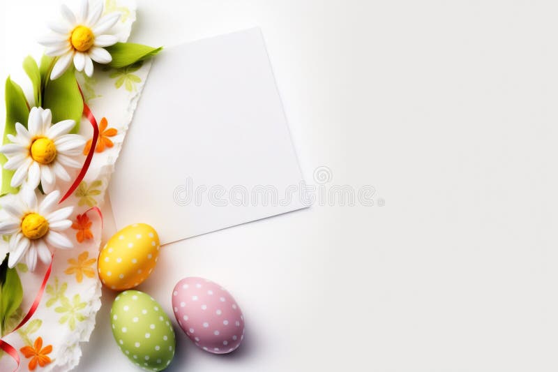 Easter Card with Easter Eggs and Spring Flowers with Free Space for ...