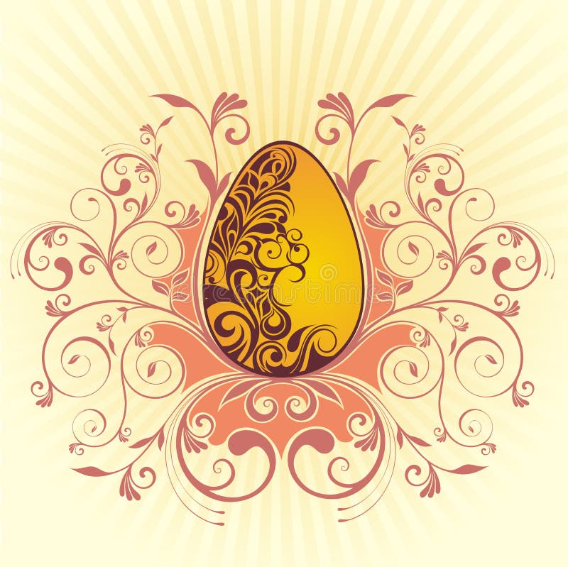 Easter Card with Floral Background Stock Vector - Illustration of ...