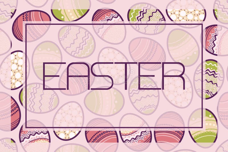 Easter. Card with Frame on a Background of Painted Eggs Stock Vector ...