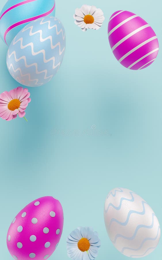 Easter Card Frame Border Made of Eggs and Flowers. Stock Illustration ...
