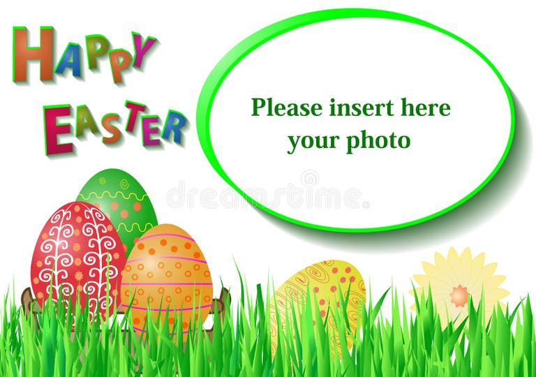 Easter Card with Frame for Photo Stock Vector - Illustration of bright ...