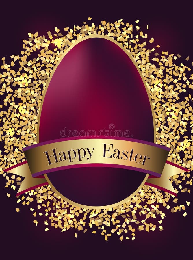 Easter Card with a Gold Glitter Stock Vector - Illustration of gold ...