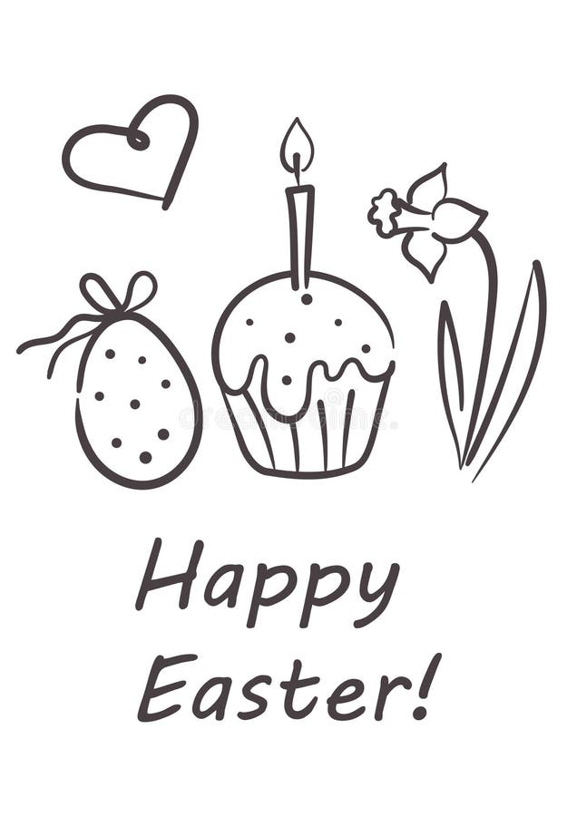 Easter Card with Hand Drawn Drawings Stock Vector - Illustration of ...