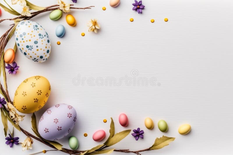 Easter Card with Easter Eggs with Free Space for Text, Generative Ai ...