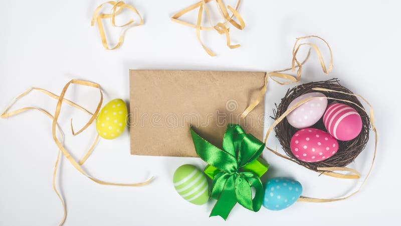 Easter Card Mockup Easter Eggs, Gift Box, Envelope and Blank for Text ...