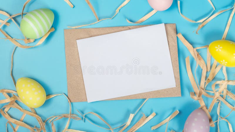 Easter Card Mockup Easter Eggs, Gift Box, Envelope and Blank for Text ...