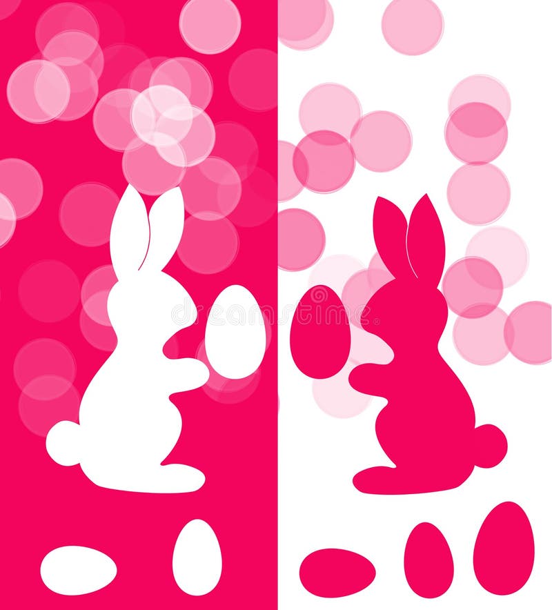 Easter Card, Pink White Bunnies Stock Illustration - Illustration of ...