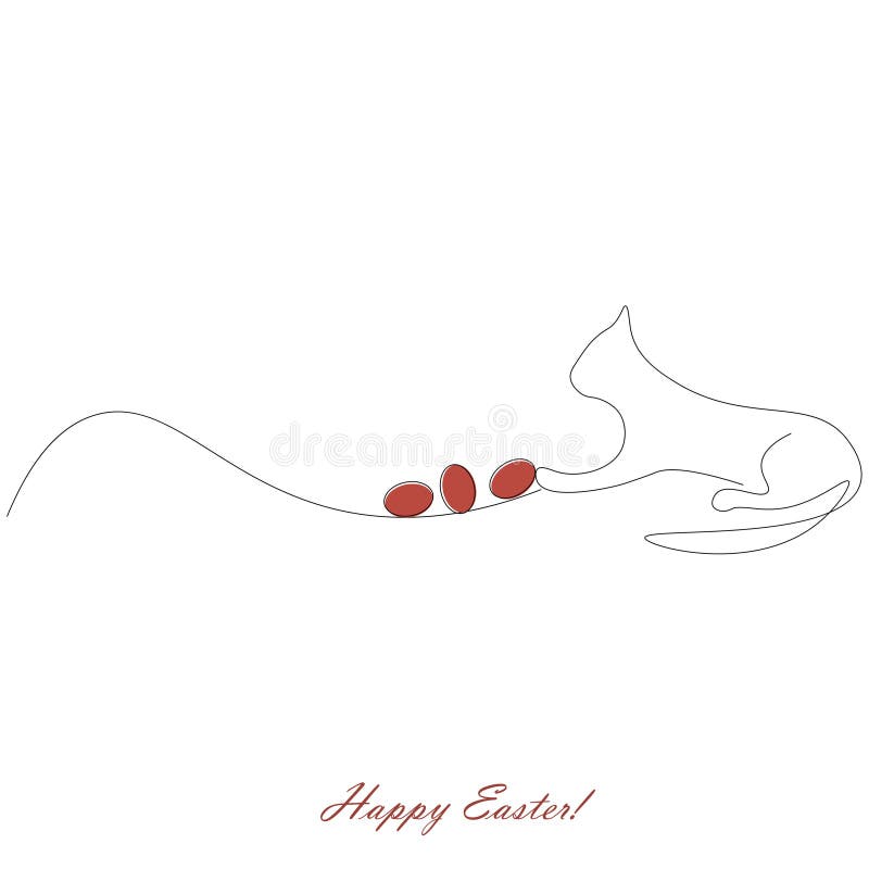 Easter Red Egg Line Draw, Vector Illustration Stock Vector ...