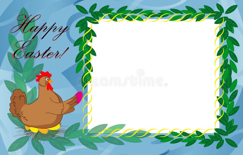 Easter Card Template with Chicken Stock Vector - Illustration of ...