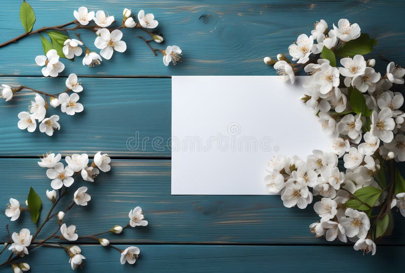 Easter Card Template with White Flowers Stock Illustration ...