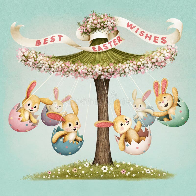 Easter carousel stock illustration. Illustration of hare - 309278410