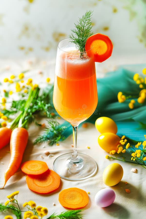 Easter Carrot Mimosas Cocktail with Herbs Stock Illustration ...