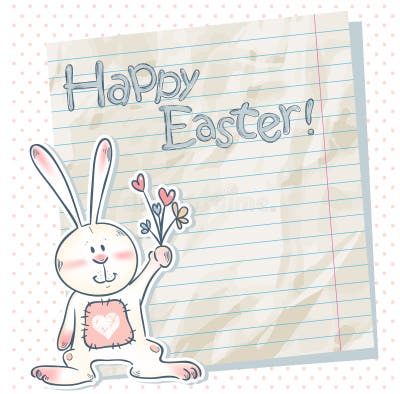 Easter Cartoon Bunny on a Notebook Scrap Paper Stock Vector ...