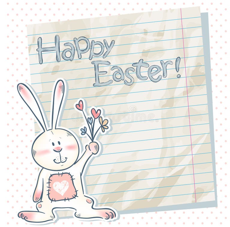 Easter Cartoon Bunny on a Notebook Scrap Paper Stock Vector ...