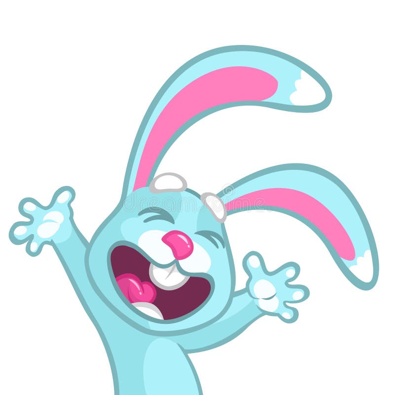 Easter Cartoon Bunny Rabbit Dancing Excited Stock Vector - Illustration ...