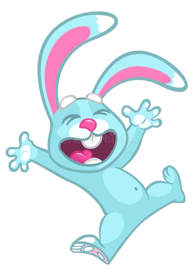 Easter Cartoon Happy Bunny Rabbit Excited Stock Vector - Illustration ...