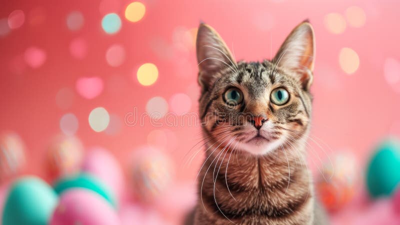 Easter Cat Illustration with Copyspace AI Generated Stock Illustration ...