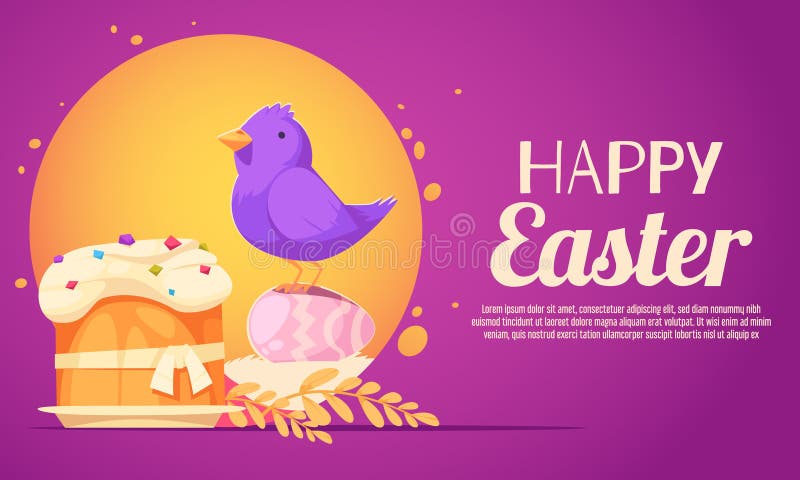 Easter Celebration Cartoon Composition in Flat Style Stock Illustration ...