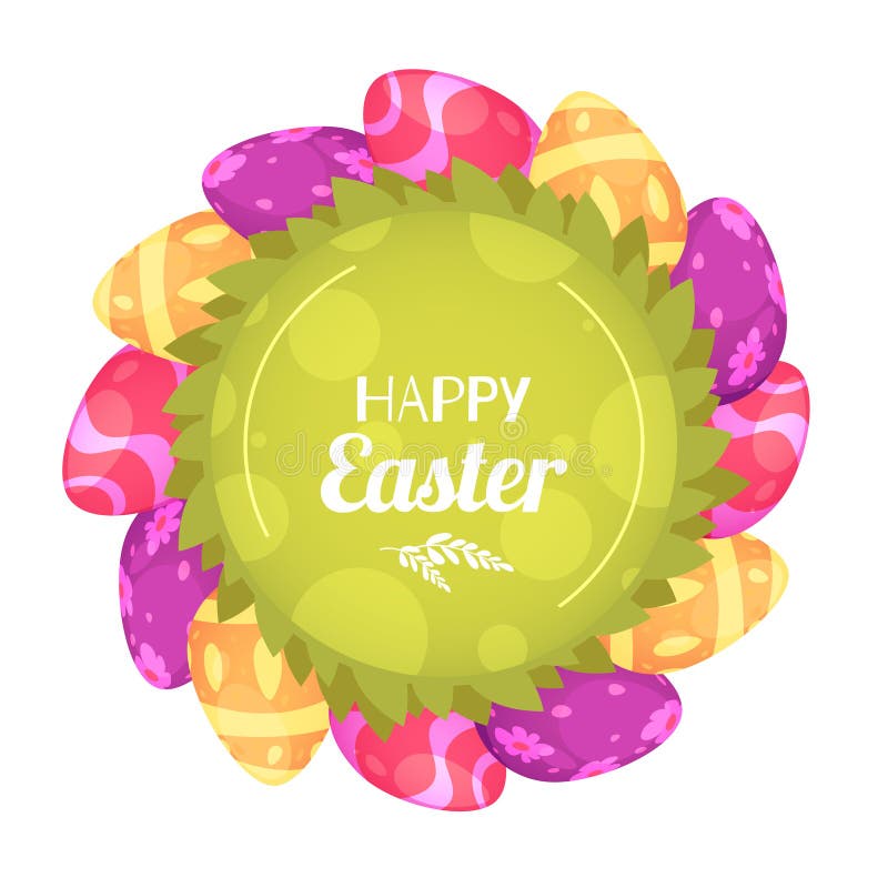 Easter Celebration Frame in Flat Style Stock Illustration ...