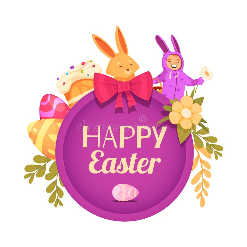 Easter Celebration Frame in Flat Style Stock Illustration ...